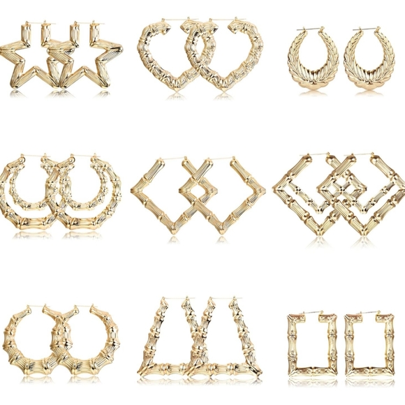 Jewelry | Custom Bling Bamboo Earrings Buy 1 Get 1 Free | Poshmark